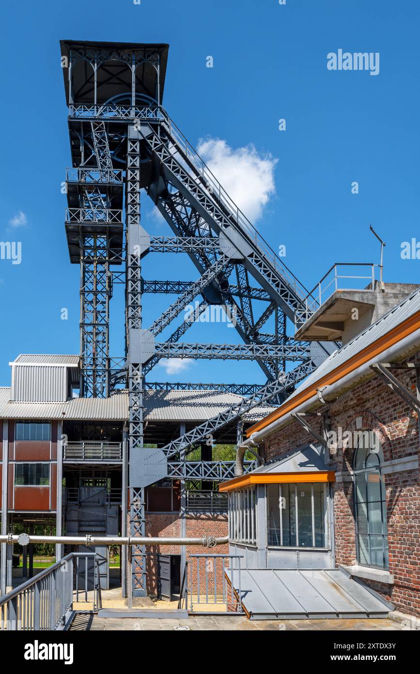 Colliery headframe and coal mine buildings at Le Bois du Cazier, coal ...