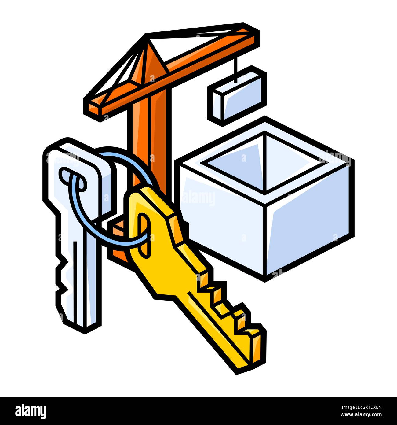 Image of crane and keys. Real estate illustration in isometry style ...
