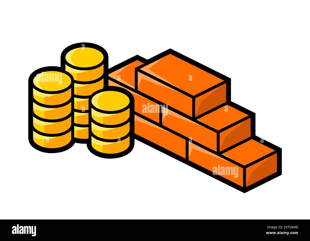 Image of money and bricks . Real estate illustration in isometry style ...