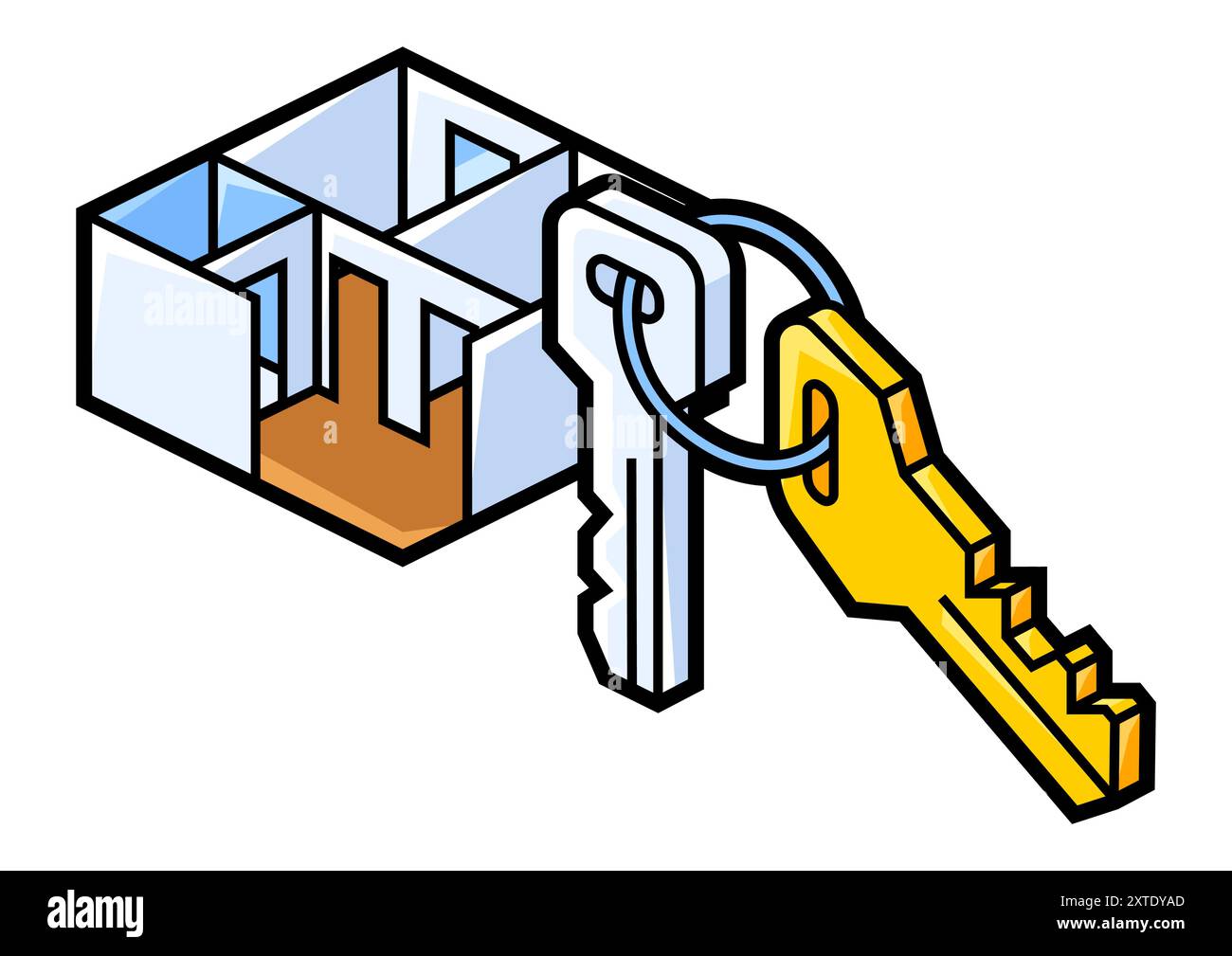 Image of apartment and keys. Real estate illustration in isometry style ...