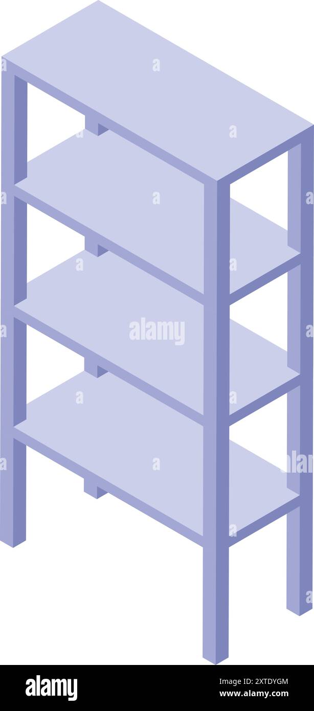 Minimalistic empty shelving unit with four shelves for storing items ...