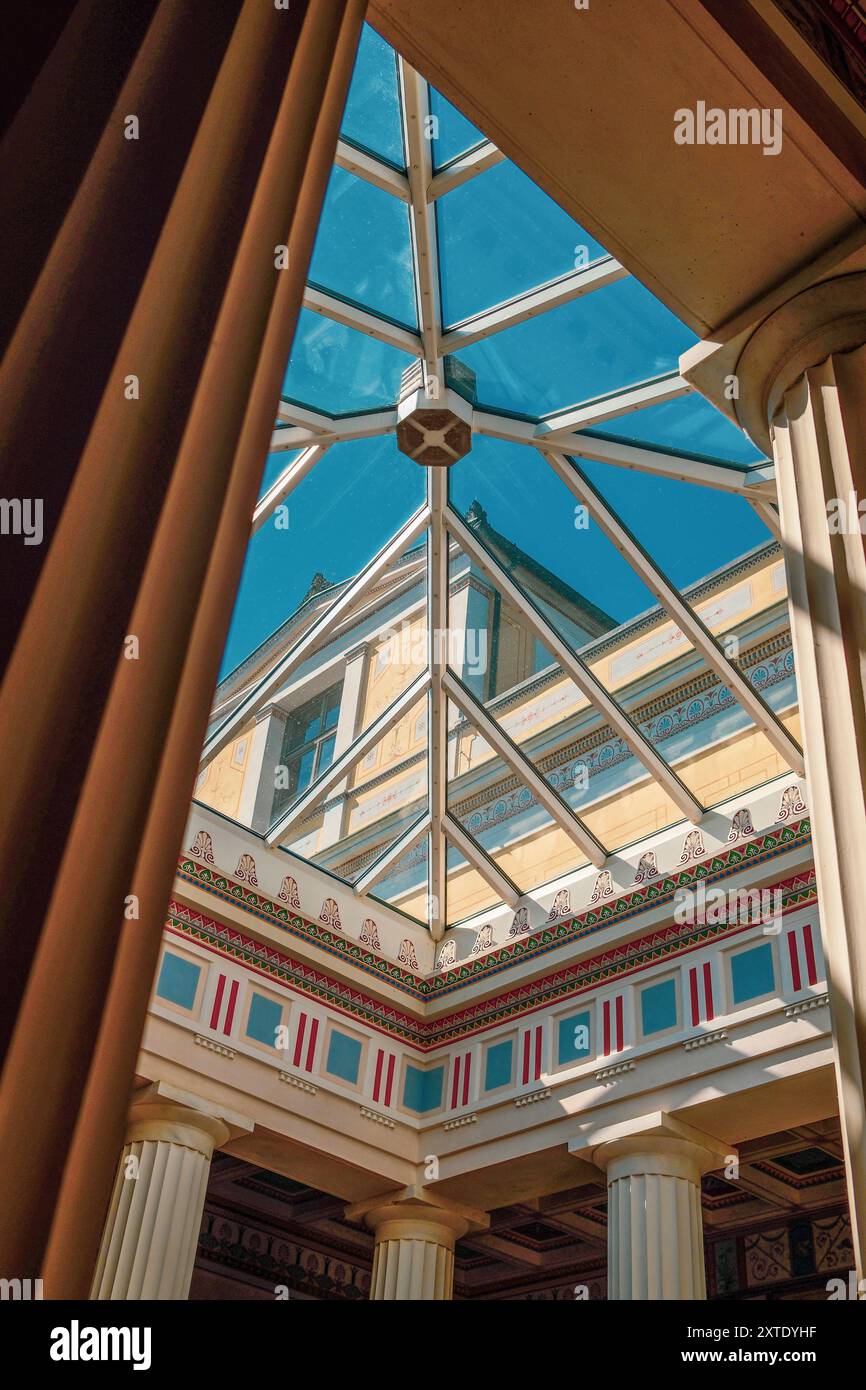 View of the Pompejanum, a Roman villa in Aschaffenburg in Germany Stock ...