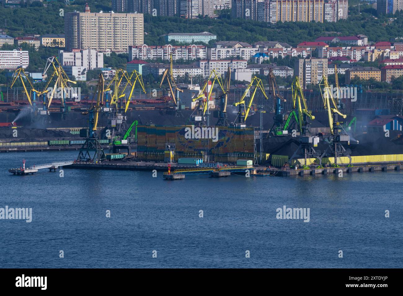 MURMANSK, RUSSIA - JULY 29, 2024: View of the coal terminal of the ...