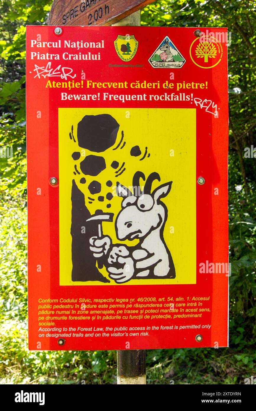 Rockfall danger, Zarnesti Gorge, Romania Stock Photo - Alamy