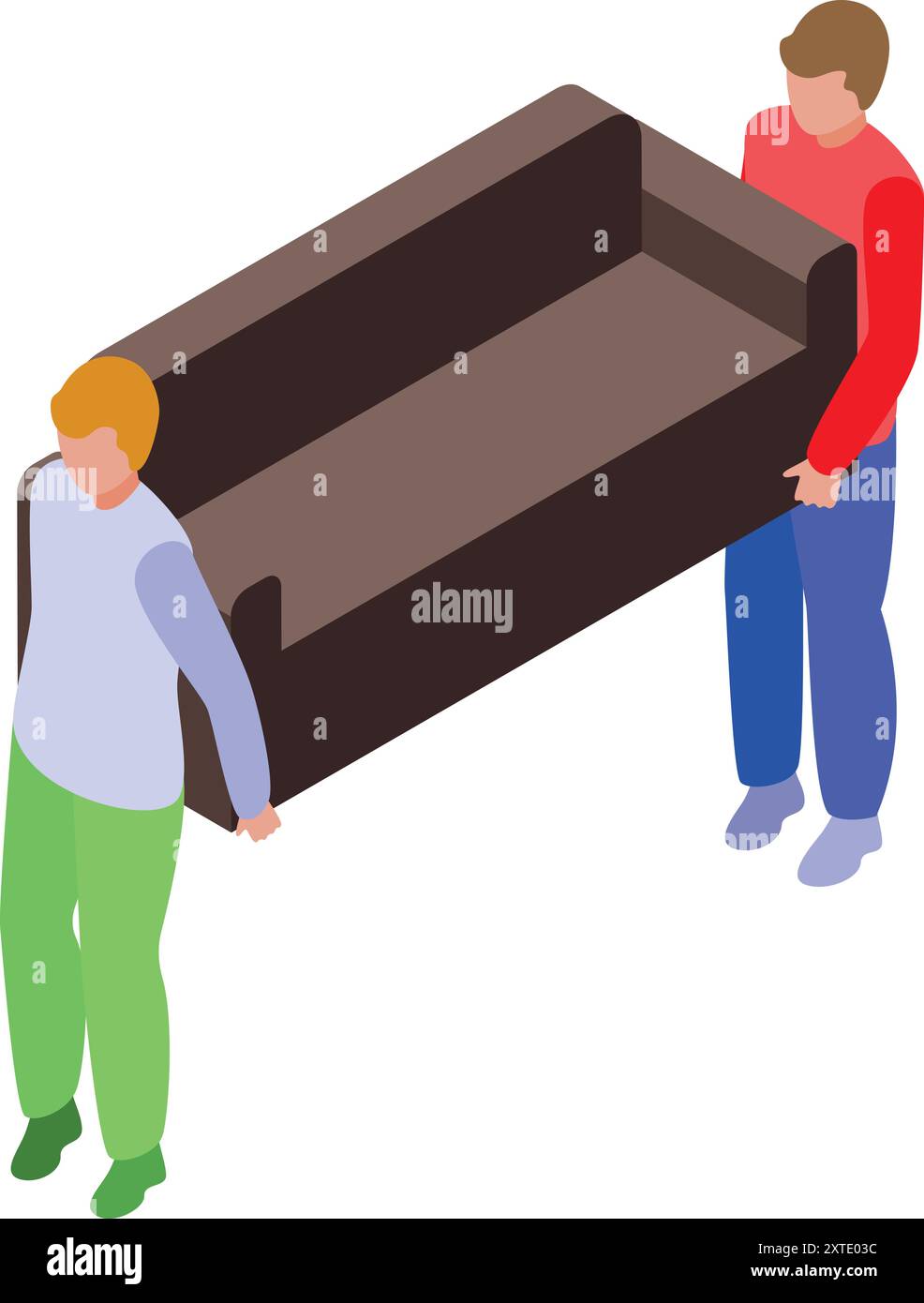 Two men carrying sofa, moving house service, furniture delivery ...