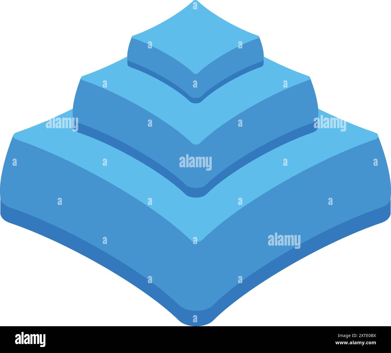 Abstract blue square shape building upwards, creating a pyramid form ...