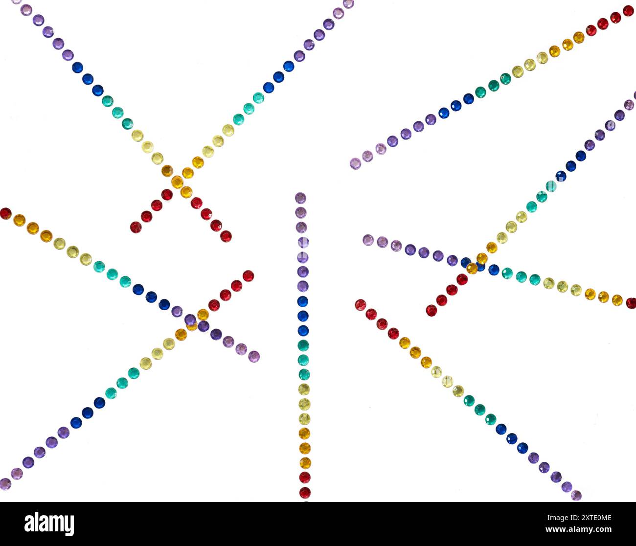 Criss-cross or crossed rows of sparkling gem rhinestones line up in ...