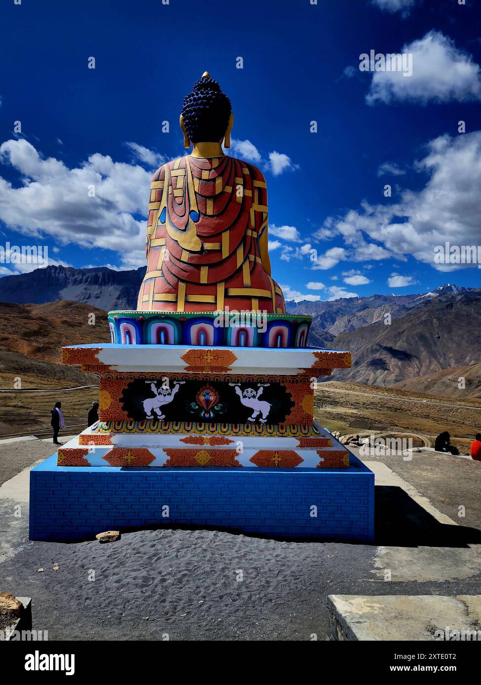 the statue of lord buddha in langza village in beautiful surroundings ...