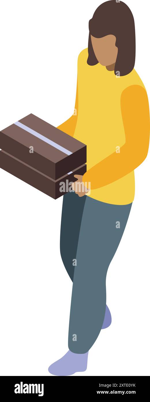 Female courier is delivering a package, walking carefully Stock Vector ... Female courier is delivering a package, walking carefully Stock Vector ...