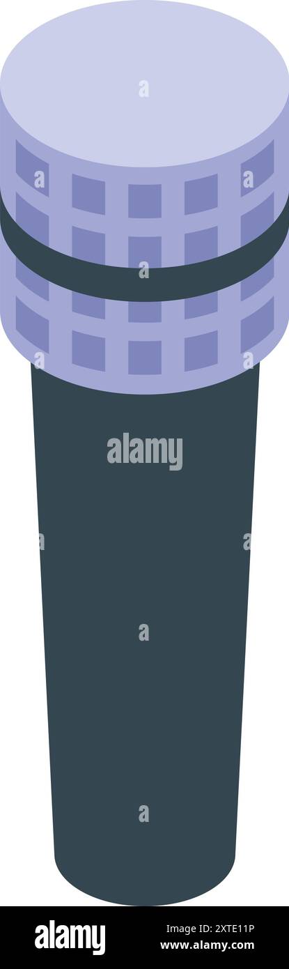 Modern studio microphone standing upright, isometric view, isolated on ...