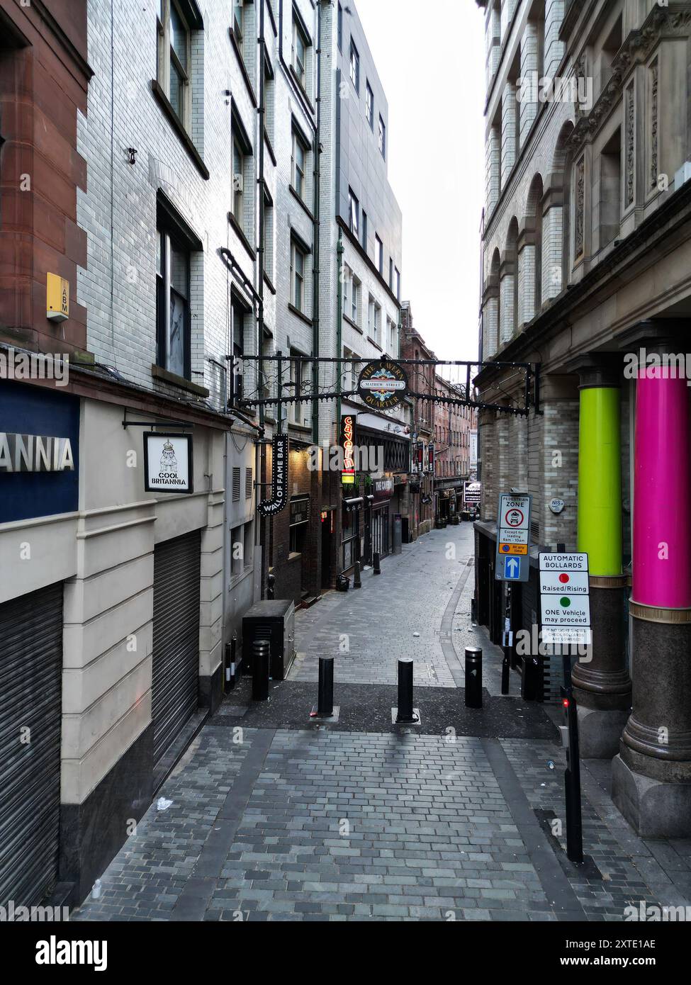 Elevated image looking down Mathew Street in the Cavern Quarter, home ...