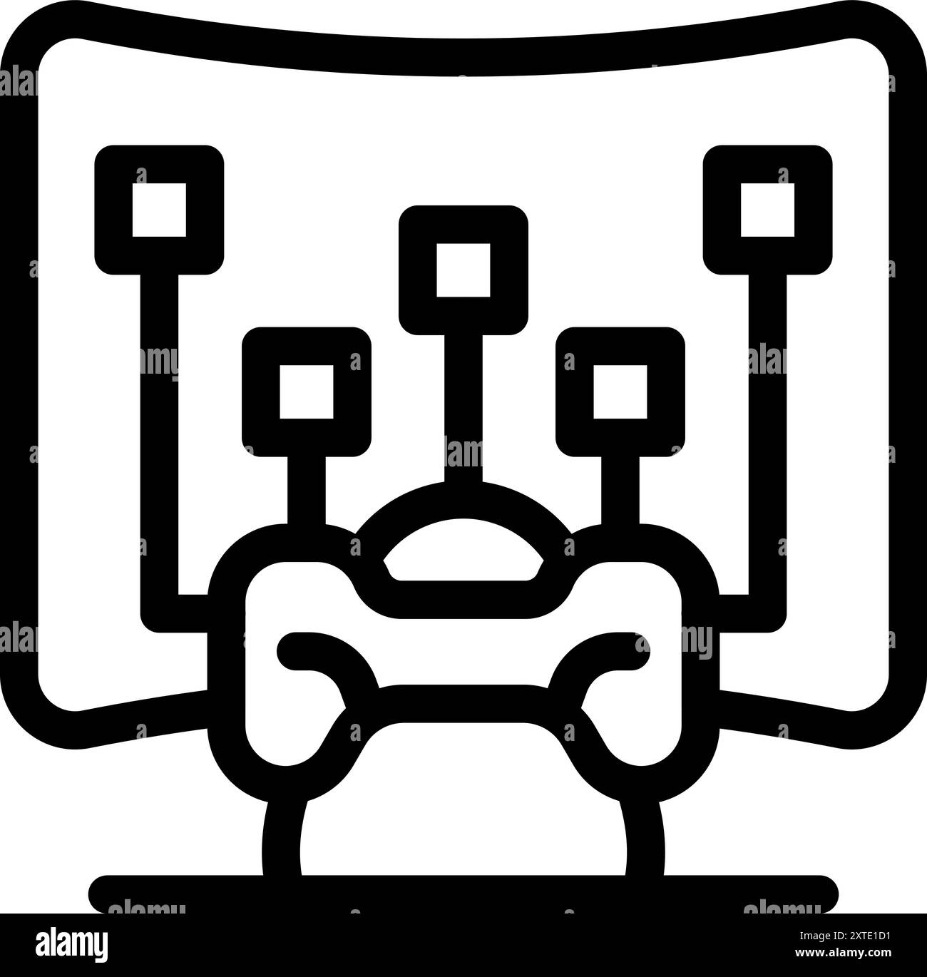 Wireless game controller sitting in front of a curved gaming monitor ...