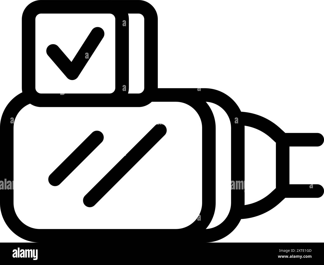 Micro usb cable sending data with a check symbol for a successful and ...