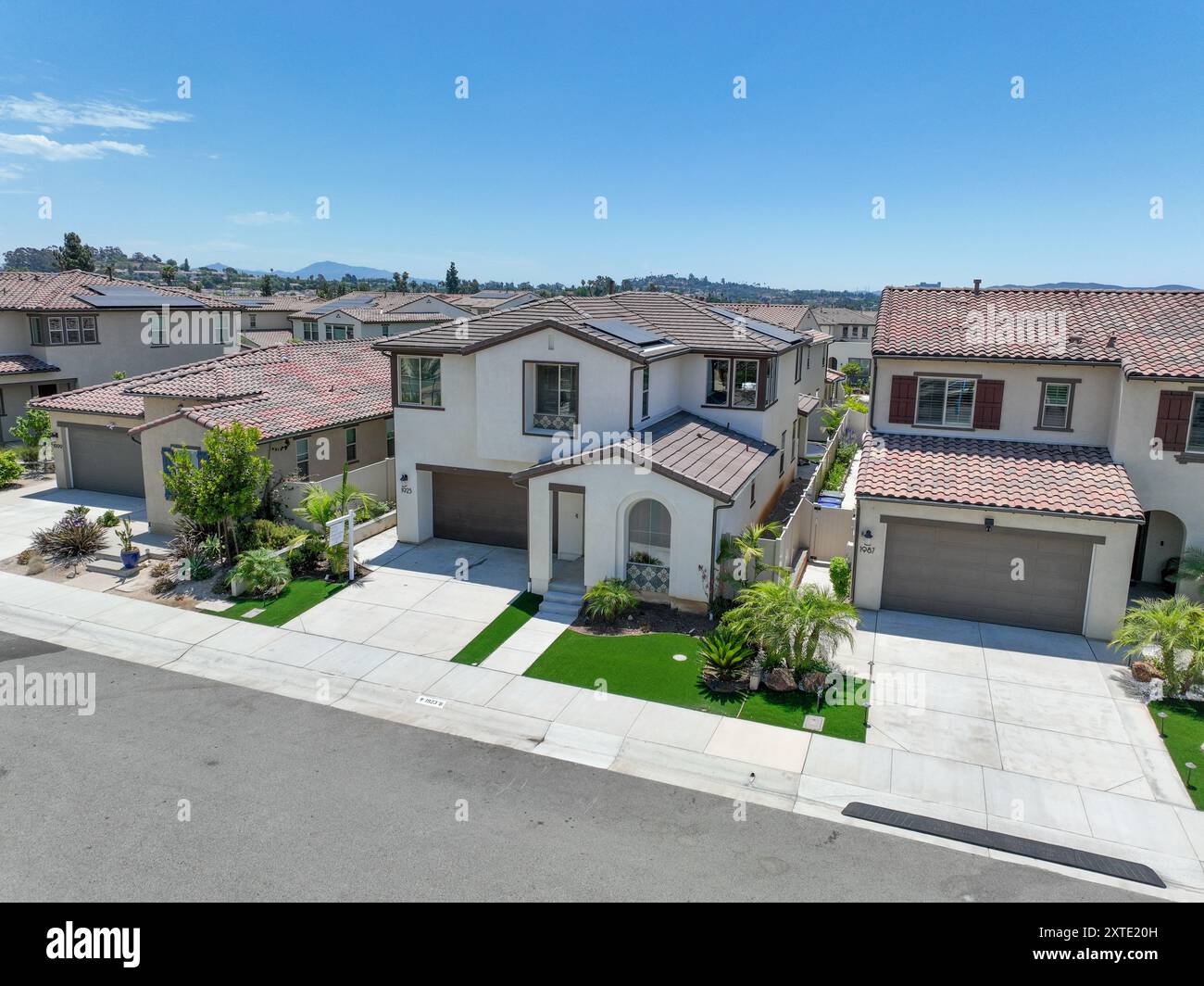 Aerial view of middle class community big houses, Escondido, South ...