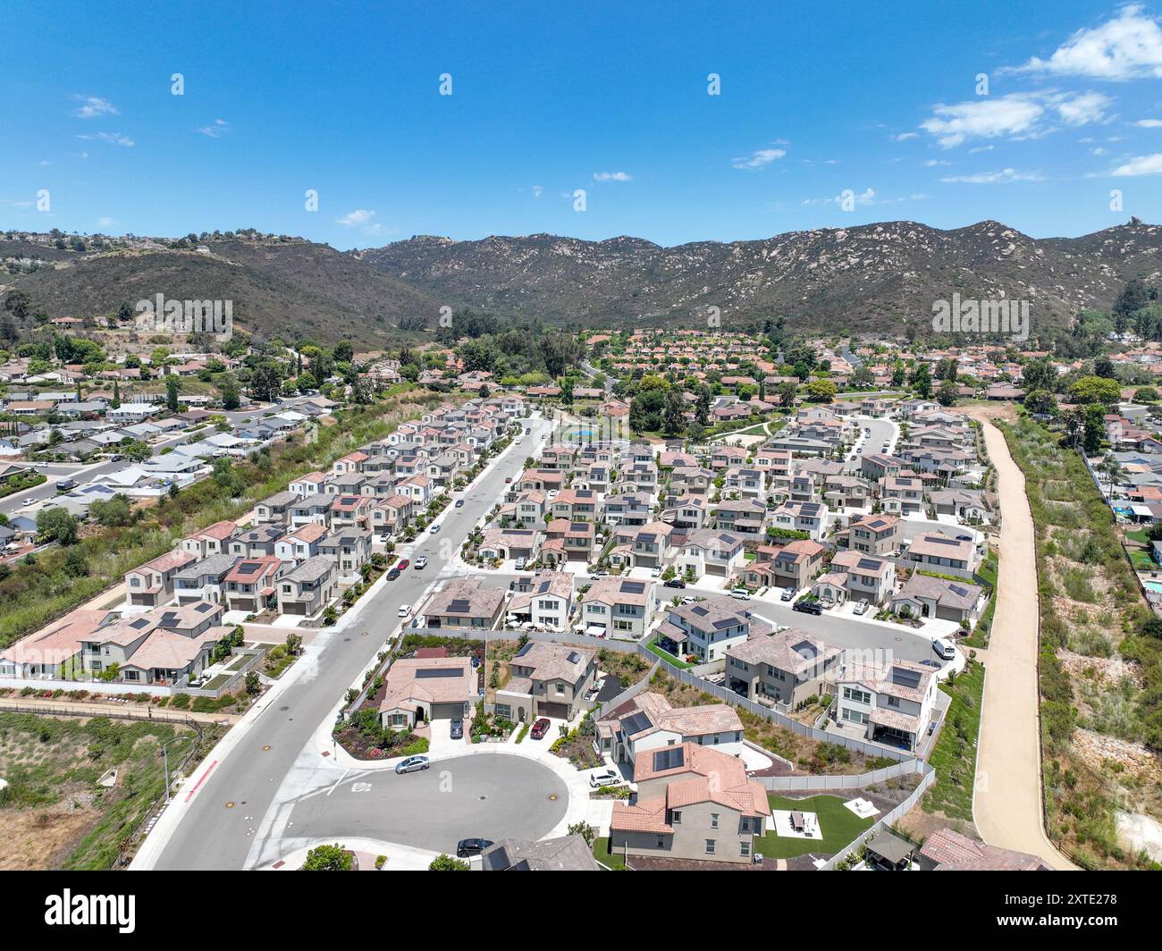 Aerial view of middle class community big houses, Escondido, South ...