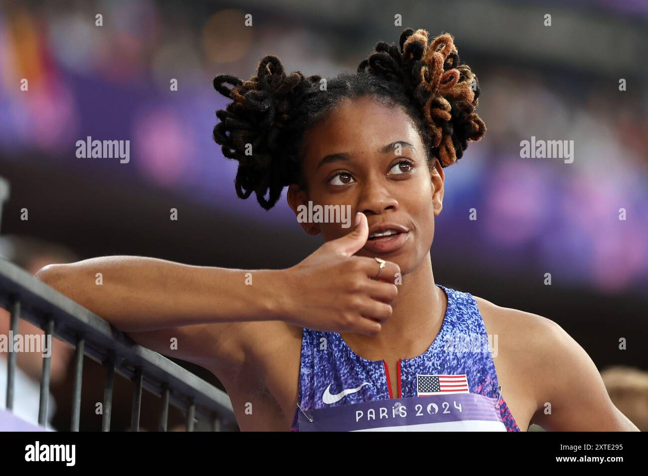 PARIS, FRANCE - AUGUST 08: Monae Nichols of Team United States looks o ...