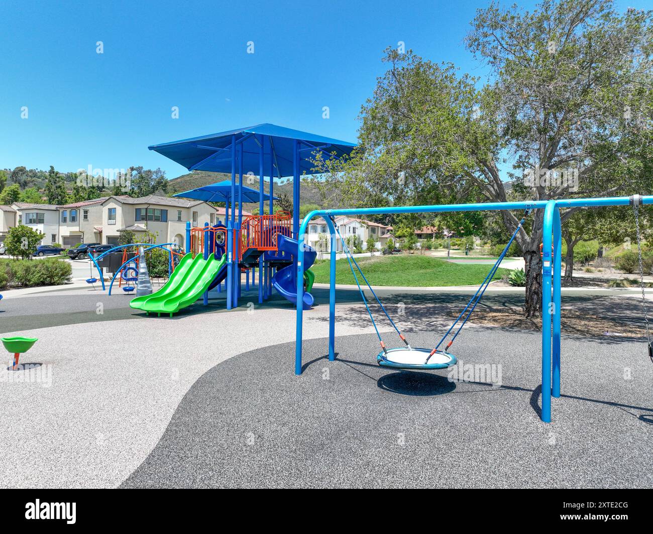 Colorful children playground activities in community public park ...