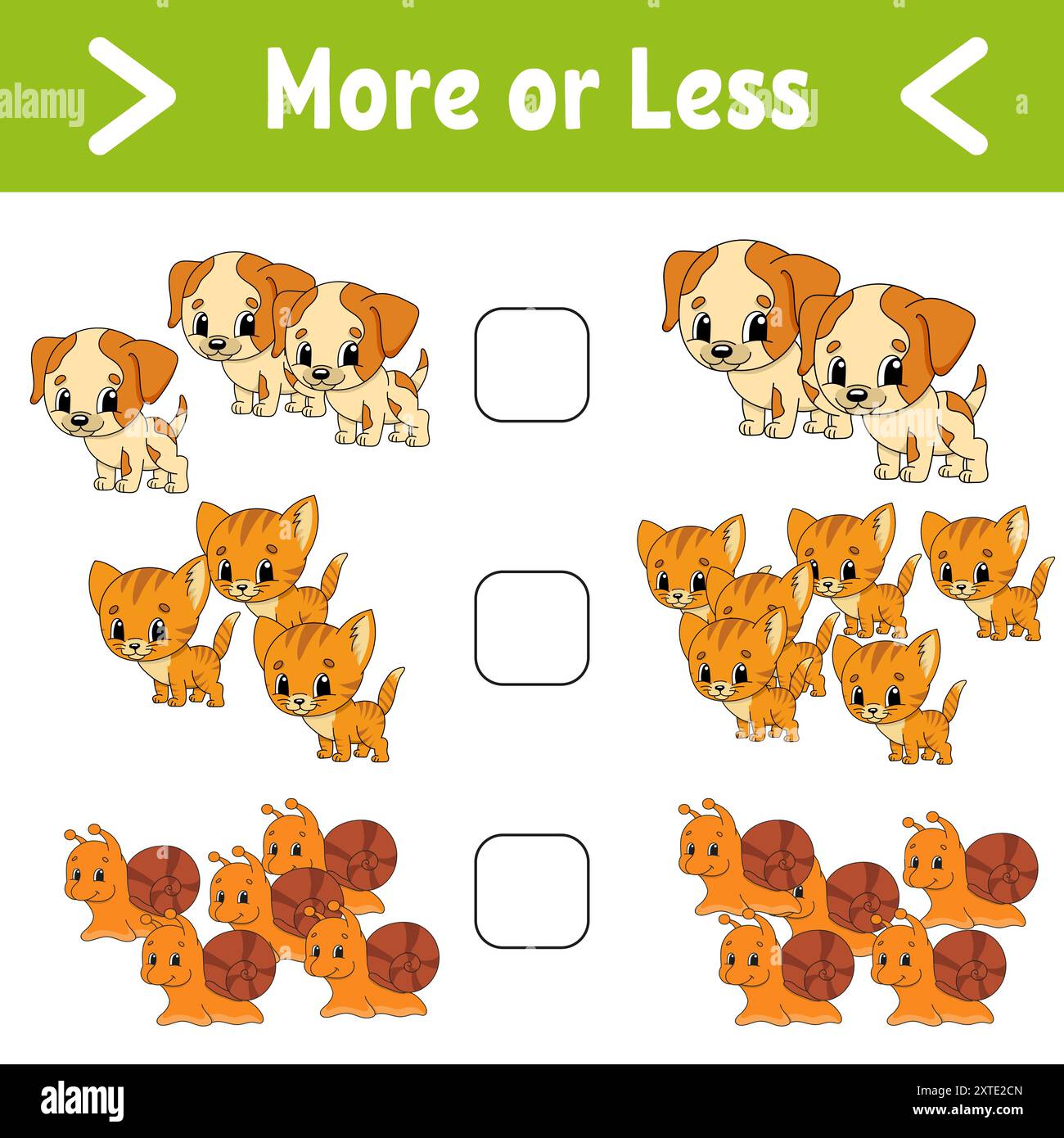 More or less. Educational activity worksheet for kids and toddlers ...
