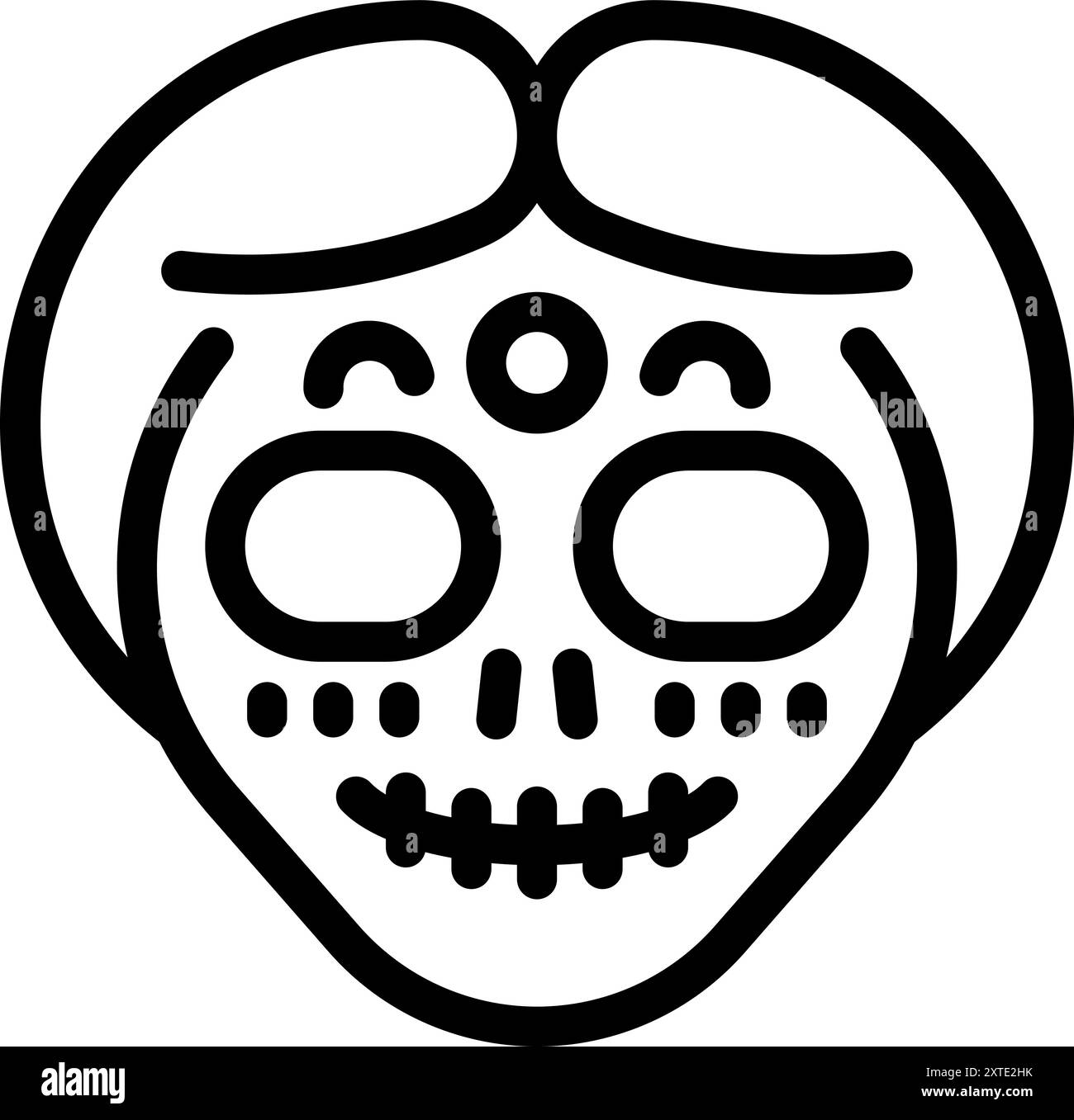 Minimal line art icon of a catrina skull representing the day of the ...