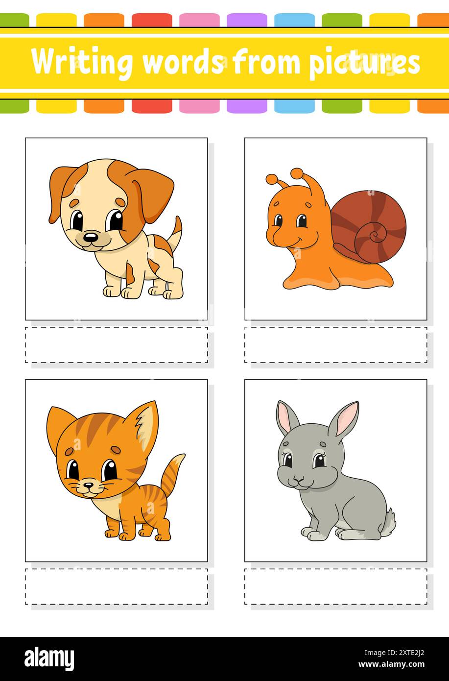 Writing words from pictures. Learn English words. Education developing ...