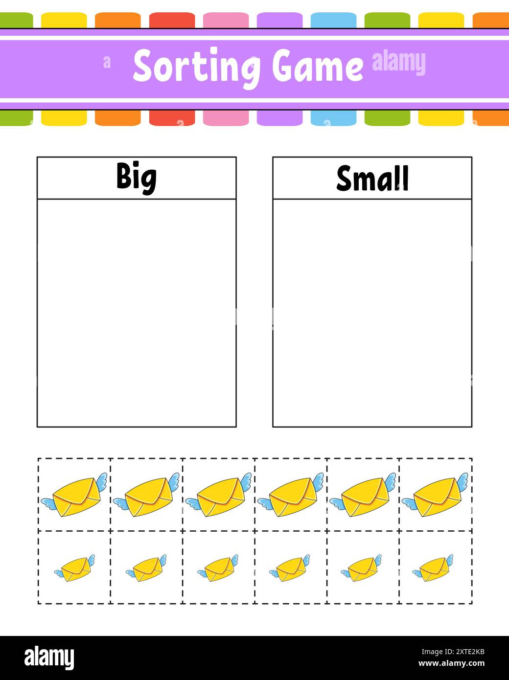 Sorting game for children. Happy characters. Big and small. Education ...