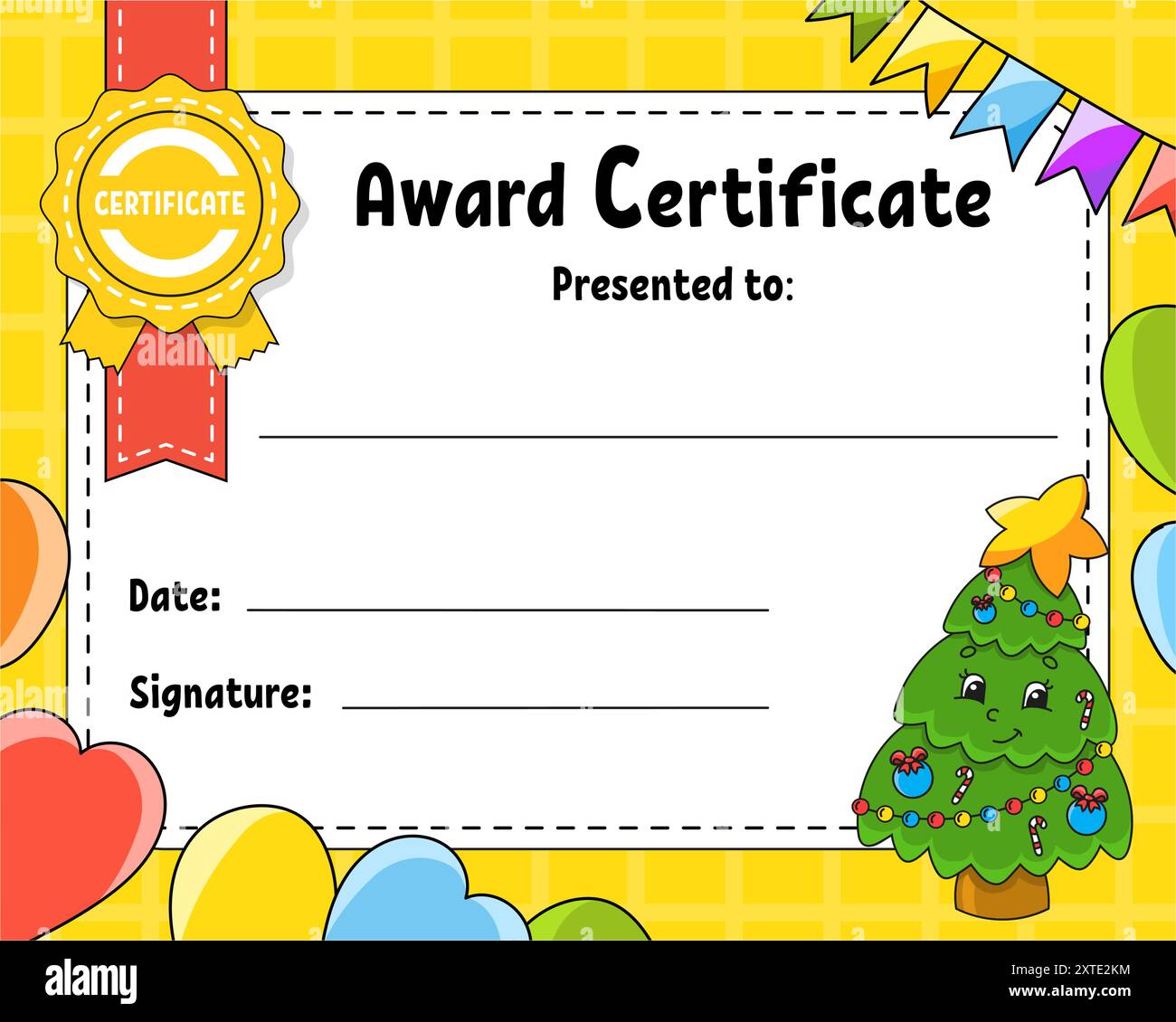 Certificate template for kids. Colorful school and preschool diploma ...