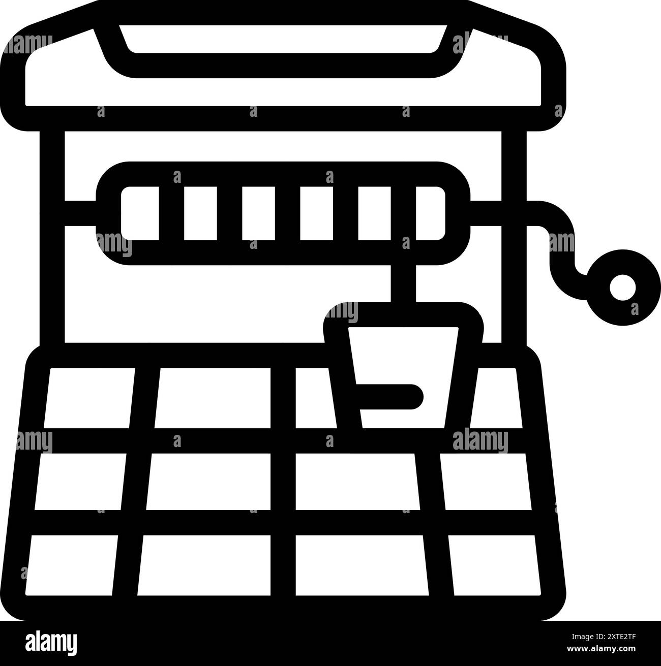 Simple icon of a well with a bucket attached to a crank, used for ...