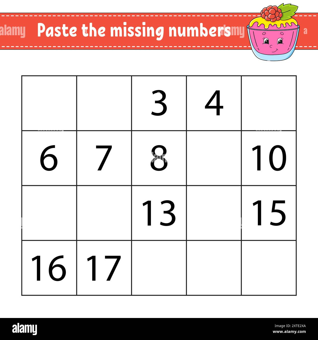 Paste the missing numbers 1-20. Game for children. Handwriting practice ...
