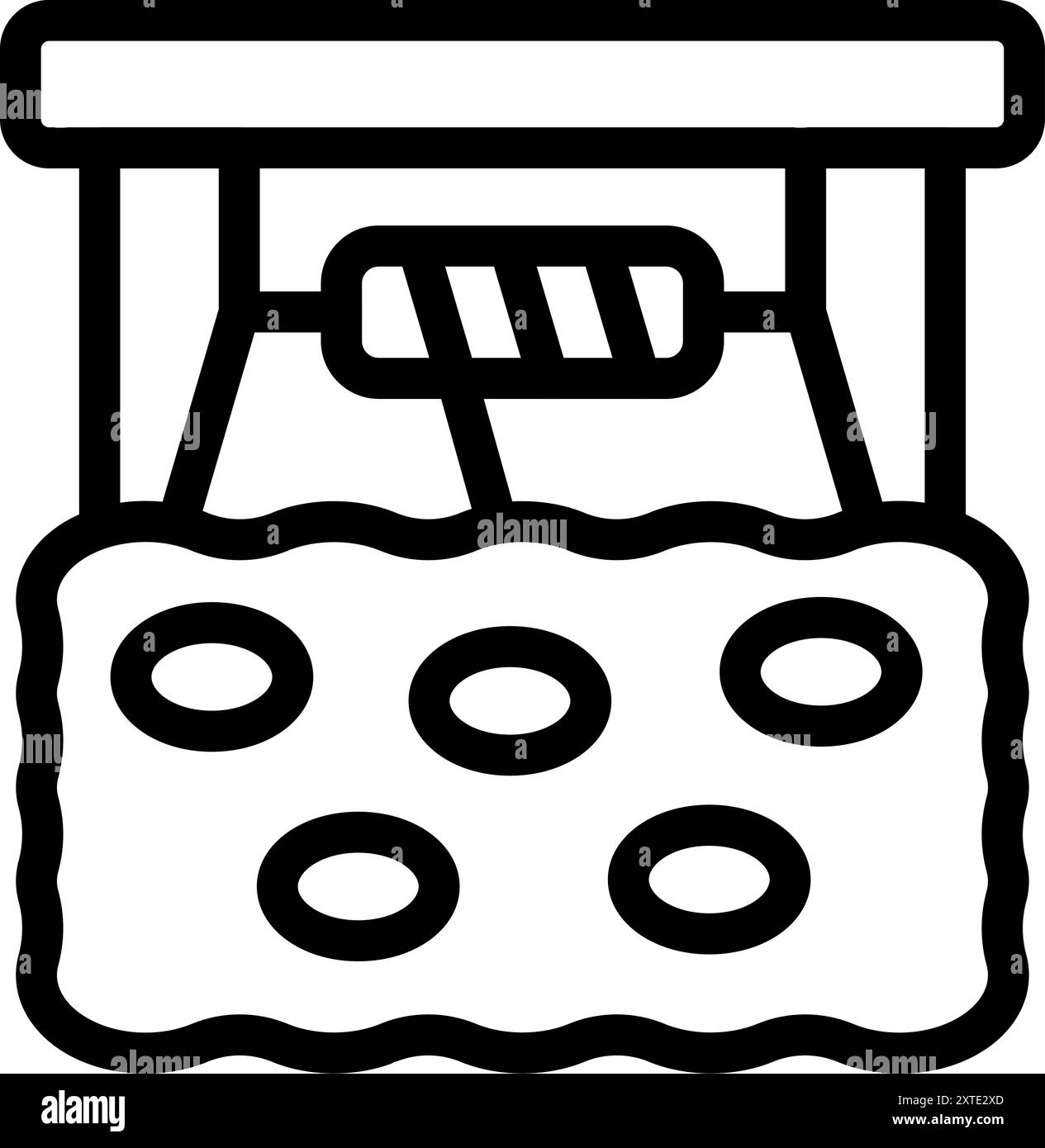 Simple vector icon of a water well extracting water from the ground ...