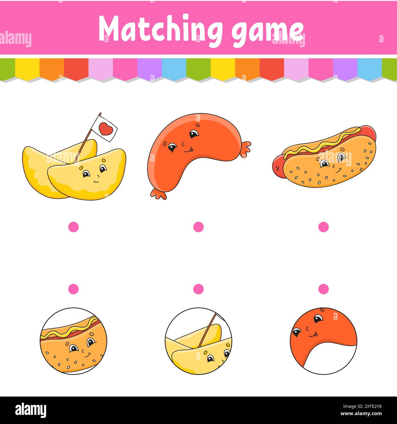 Matching game for kids. Education developing worksheet. Draw a line ...
