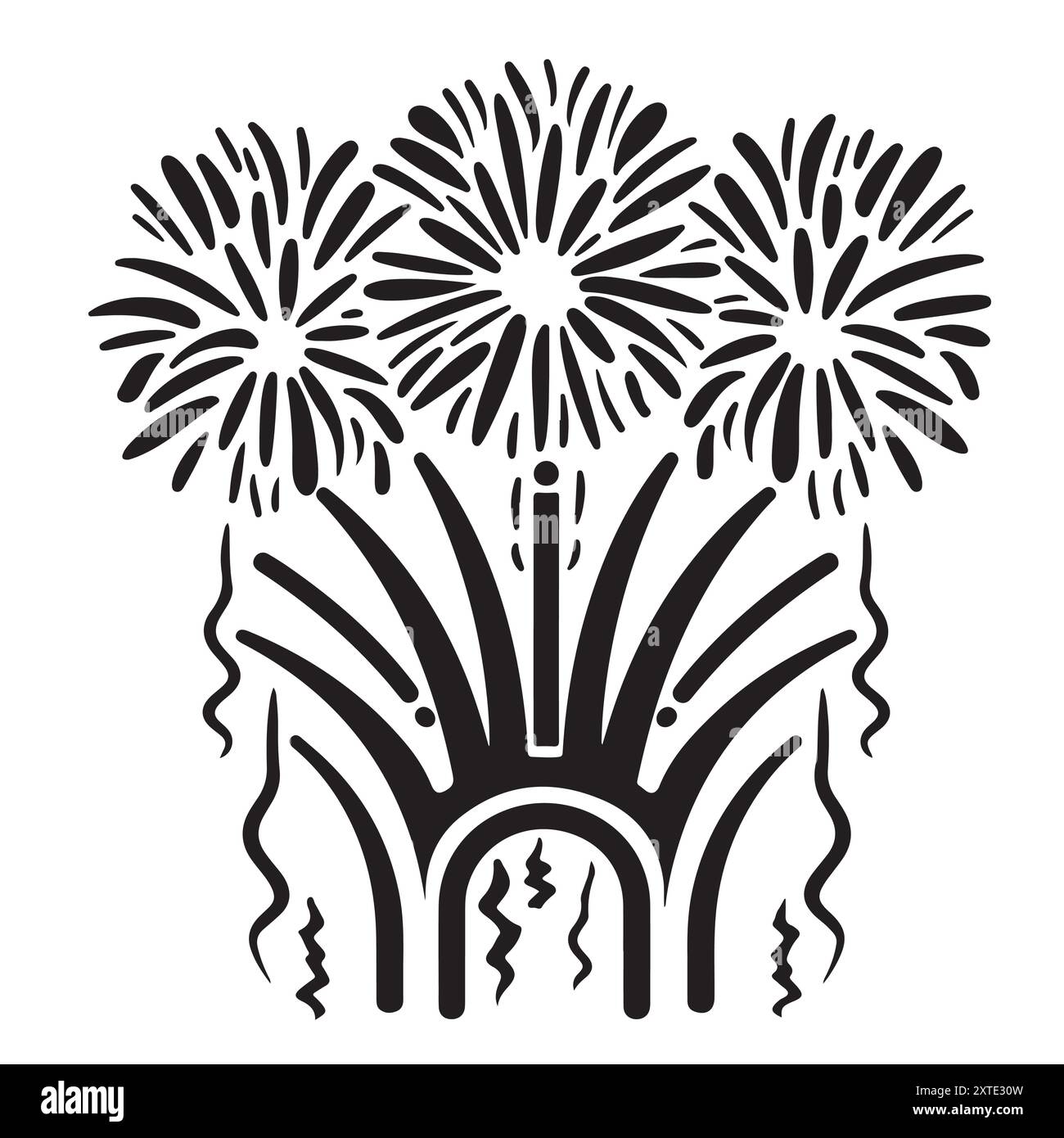 Fireworks. Sketch. Bright sparks and stars fly in different directions ...