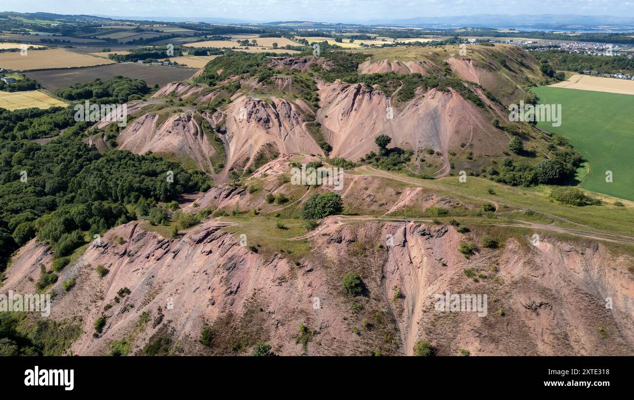 Aerial drone view of Greendyke shale bing, Broxburn, West Lothian ...