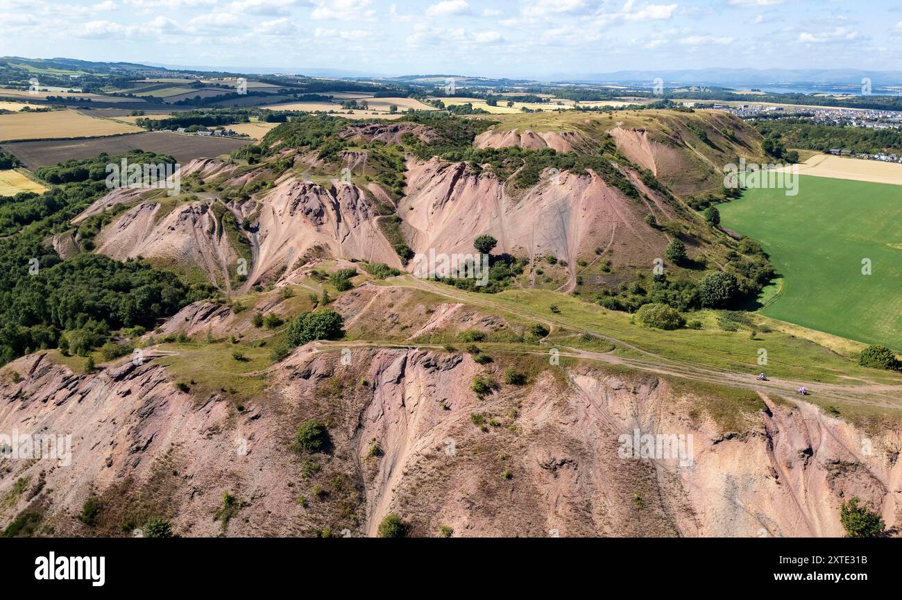 Aerial drone view of Greendyke shale bing, Broxburn, West Lothian ...