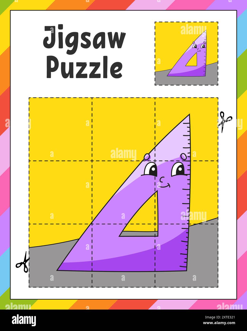 Jigsaw Puzzle. Cut and play. Square puzzle. Logic game for kids ...