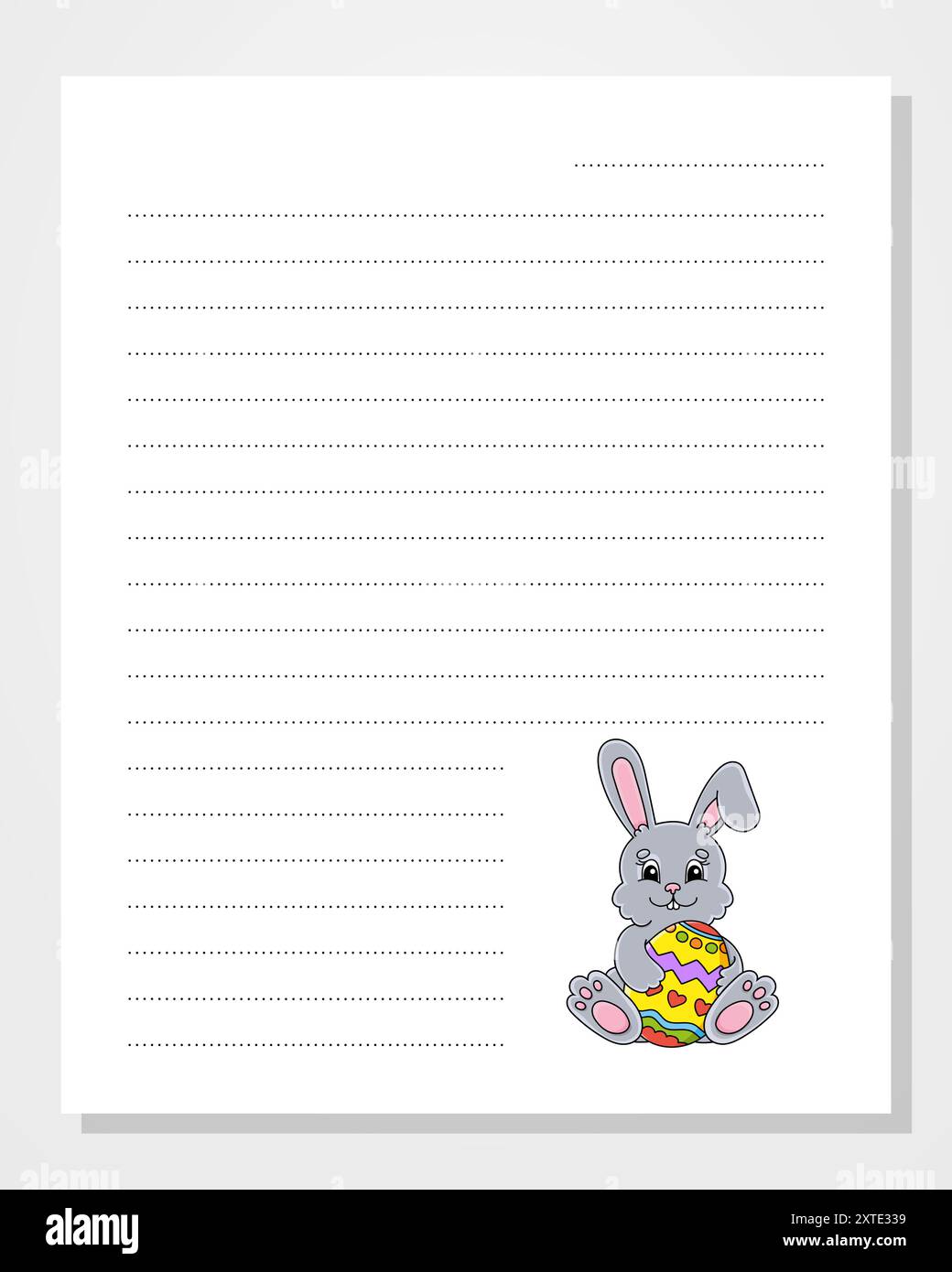 Sheet template for notebook, notepad, diary. Lined paper. With cute ...