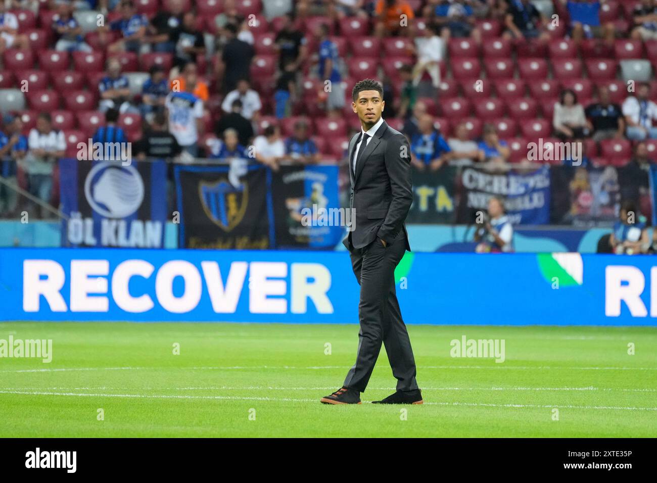 Real Madrid's Jude Bellingham walks in the pitch before the UEFA Super ...