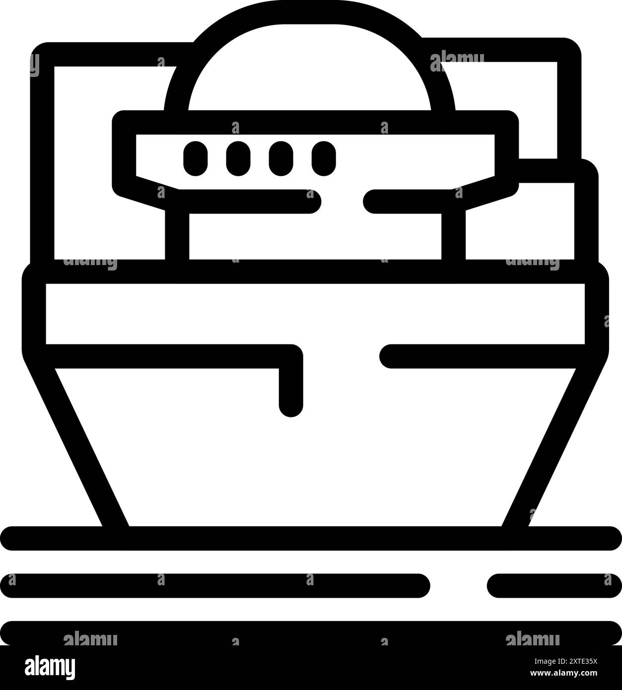 Line art icon of a cargo ship transporting goods across the ocean Stock ...