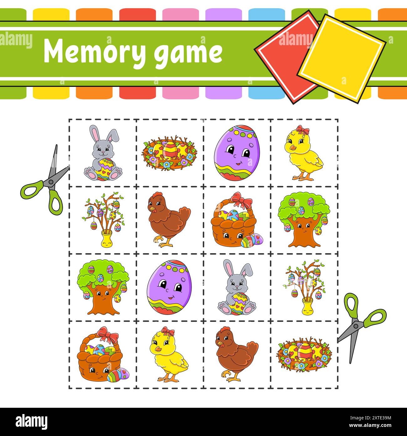 Memory game for kids. Education developing worksheet. Activity page ...