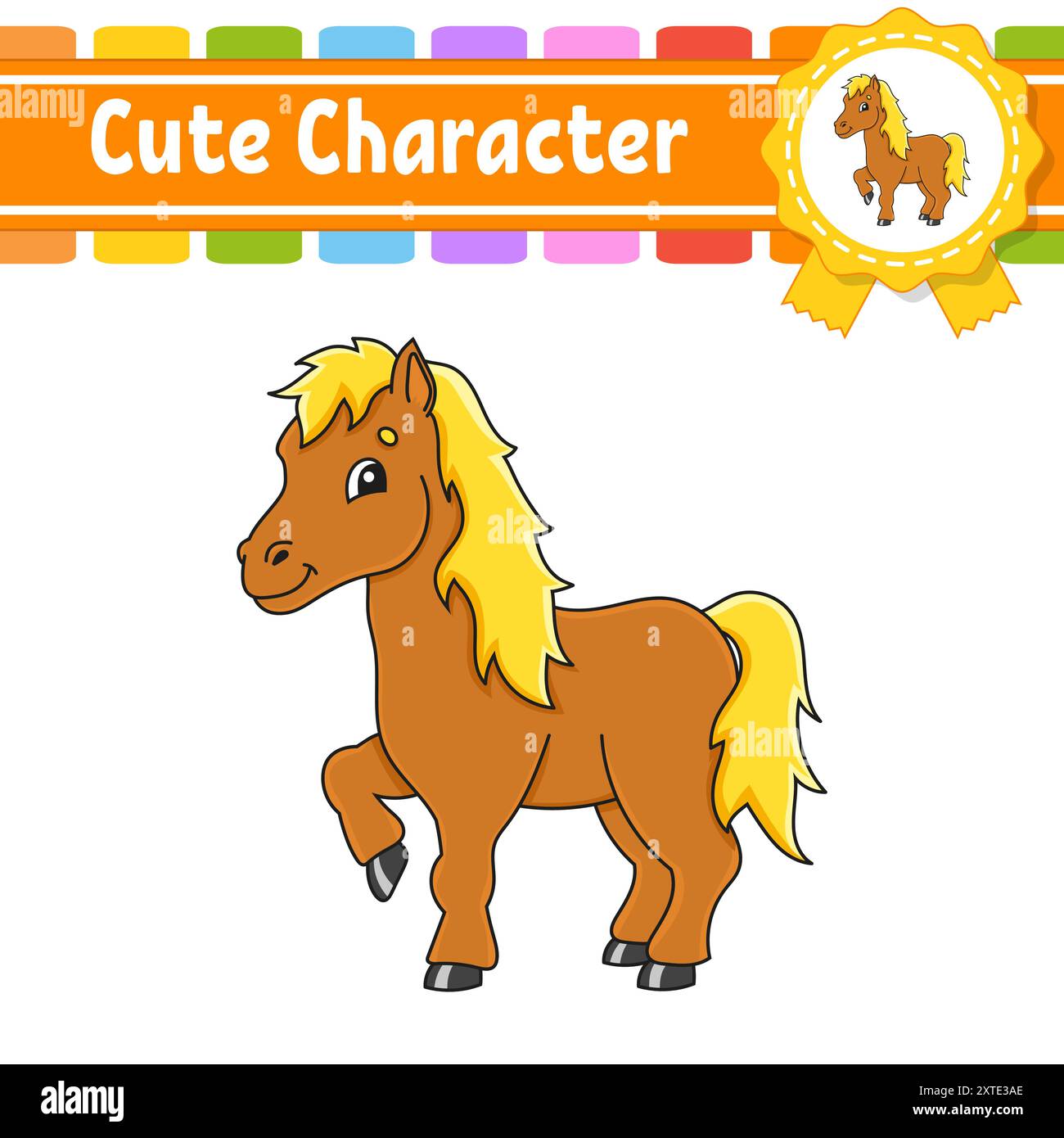 Cute cheerful character. Cute cartoon. Isolated on white background ...