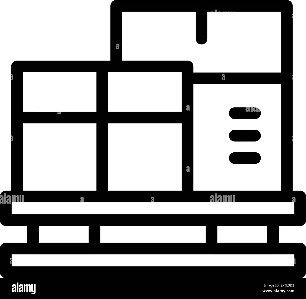 Line art icon of a pallet with boxes, representing logistics and ...