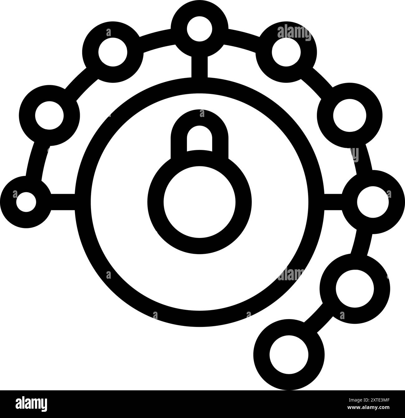 System security icon showing a network being secured by a padlock Stock ...