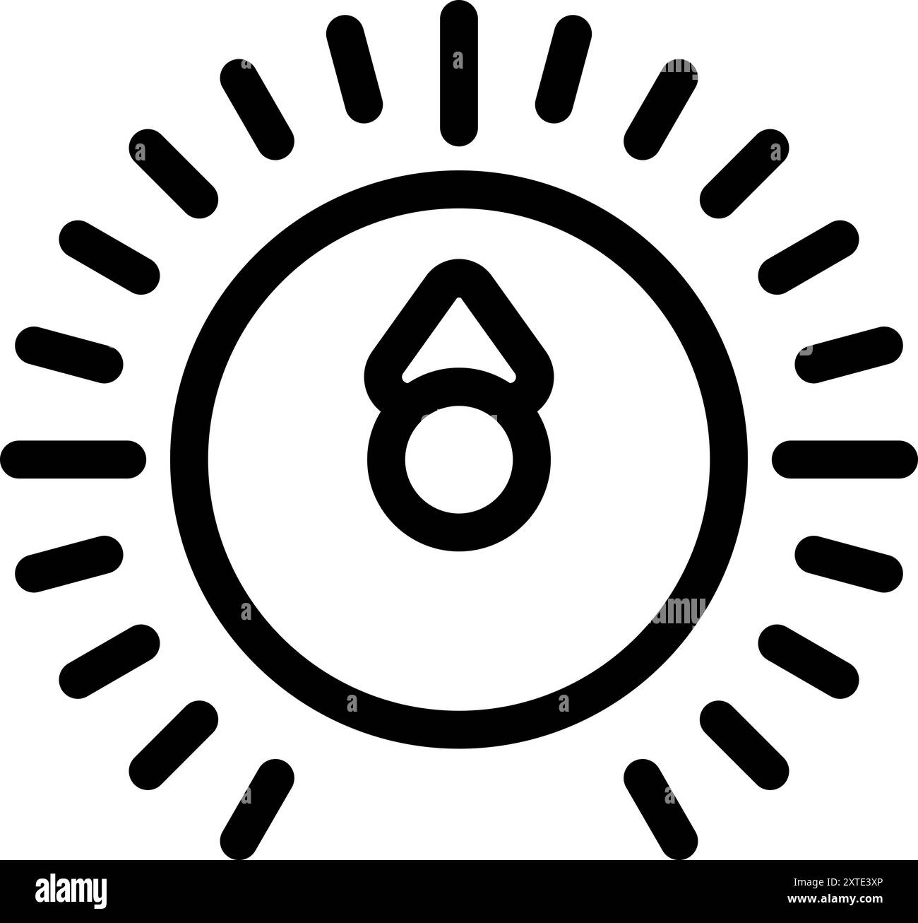 Simple icon depicting a sun shining brightly, perfect for representing ...