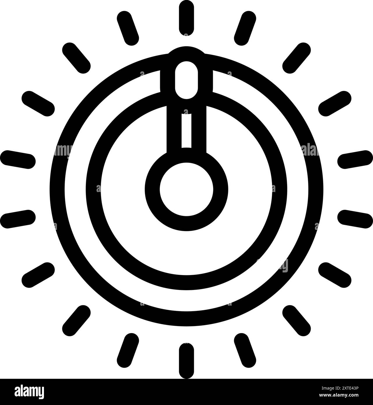 Round button with light shining around it, representing a power button ...