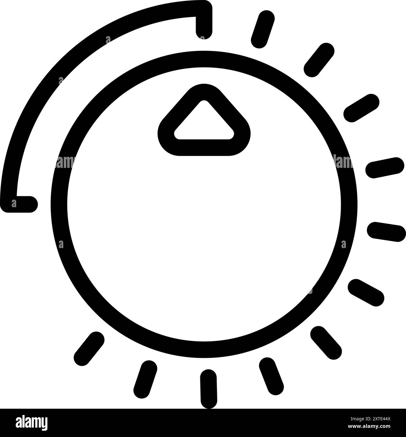 Simple icon of a round control panel with a triangle button increasing ...