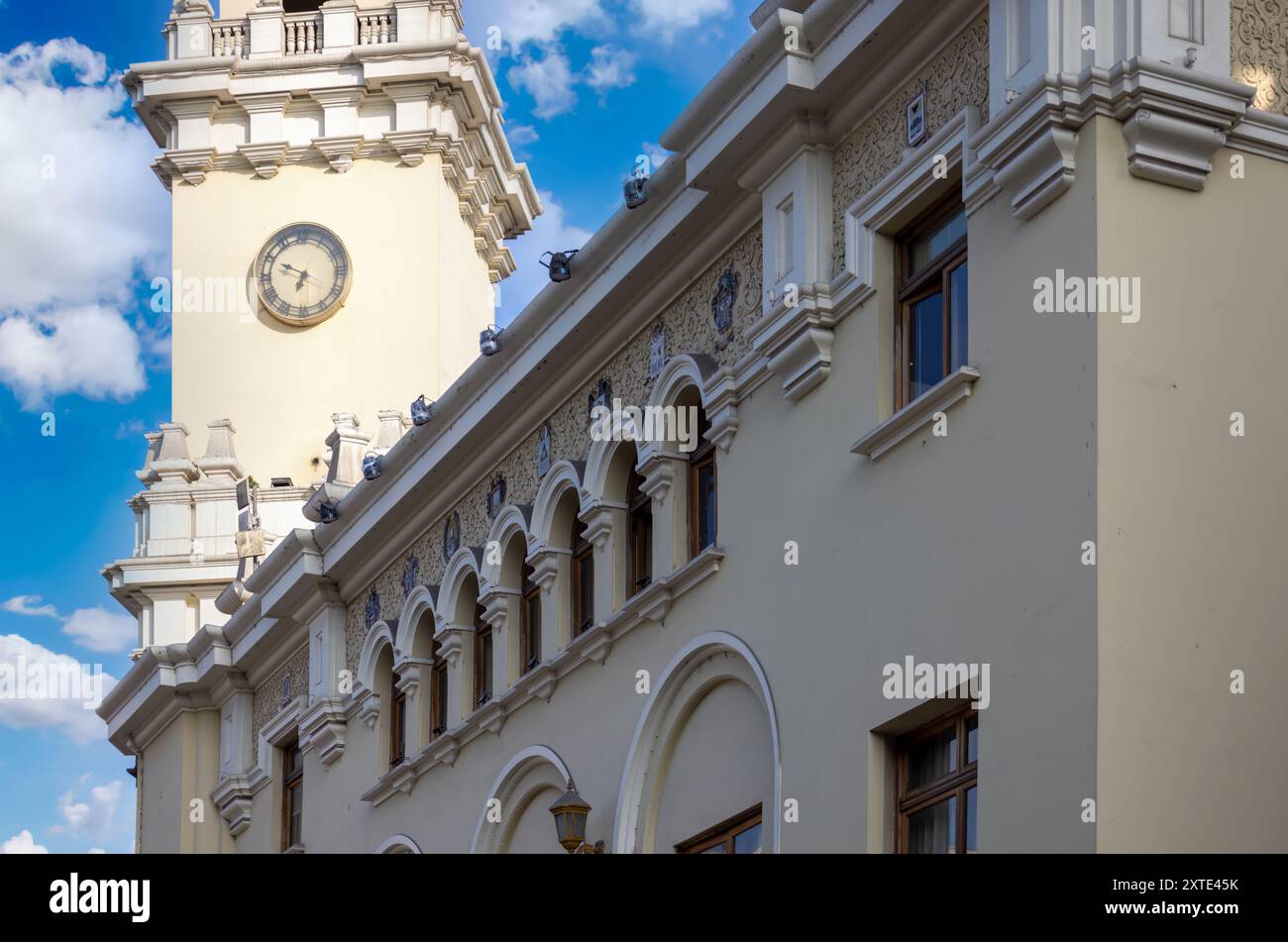 Lima, Peru, old city streets and colorful colonial buildings in ...