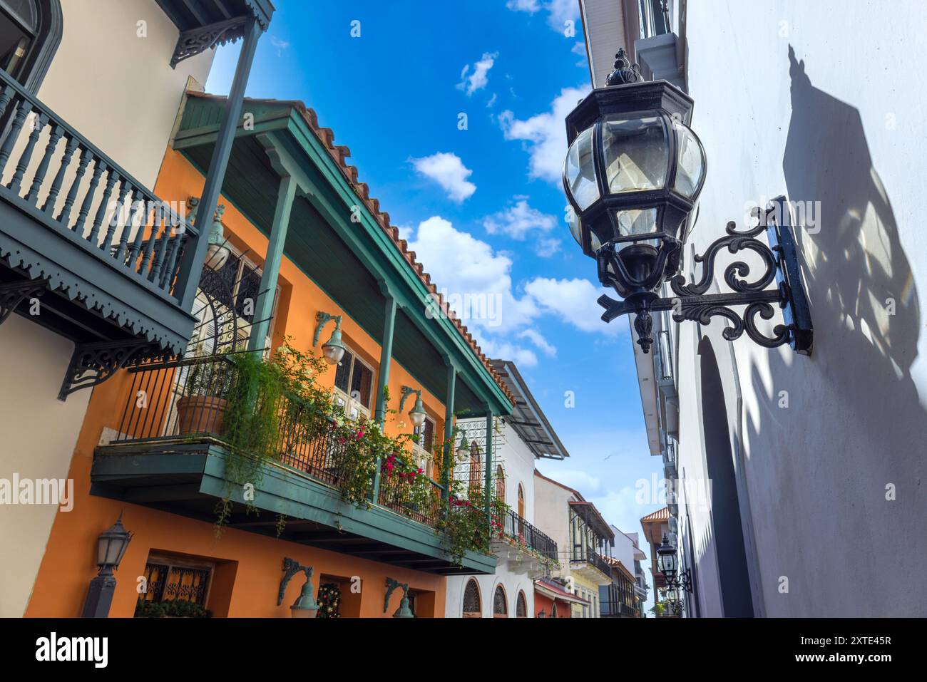 Panama, Panama City historic center Casco Viejo colorful streets and ...