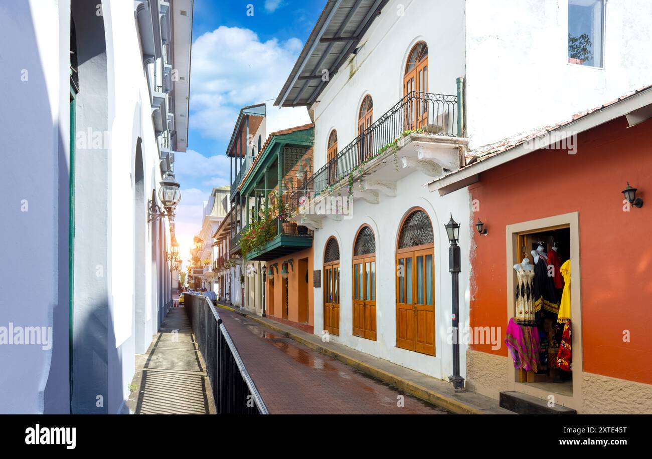 Panama, Panama City historic center Casco Viejo colorful streets and ...