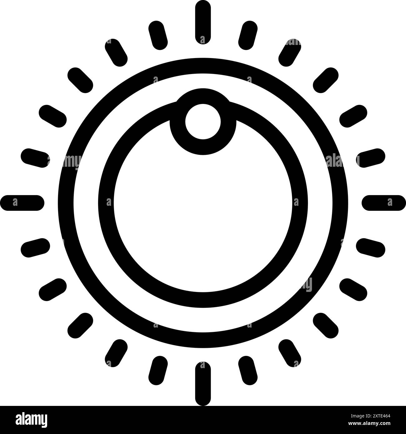 Simple icon of a round control knob radiating power and control ...