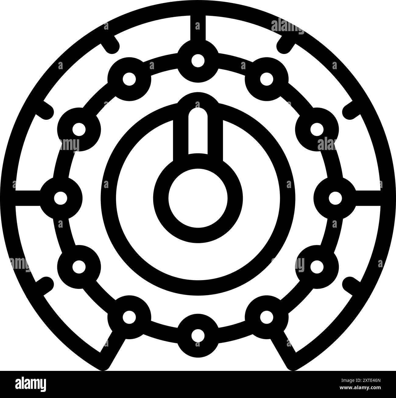 Simple icon of a circular electronic device with its power button ...