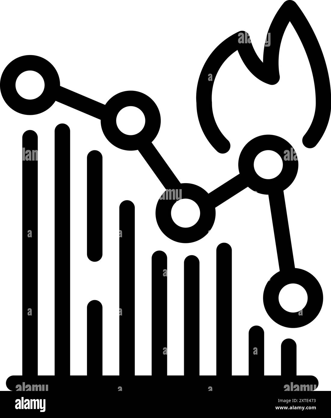 Line graph showing negative results with fire burning above it ...